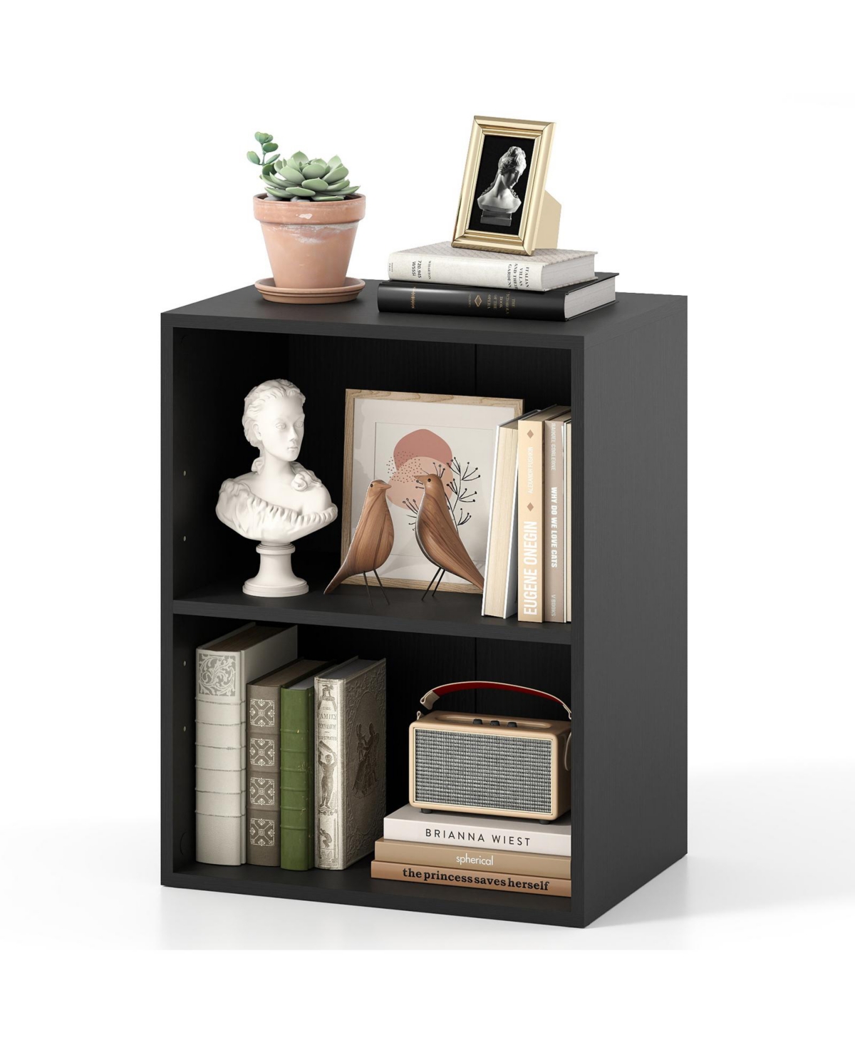 Click here for Gymax Bookcase with 2 Open Cubes Floor Standing Bo... prices
