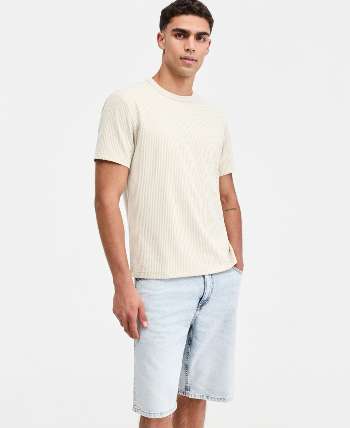 Click here for Sun + Stone Mens Logan Stripe Jacquard T-Shirt  Ma... prices