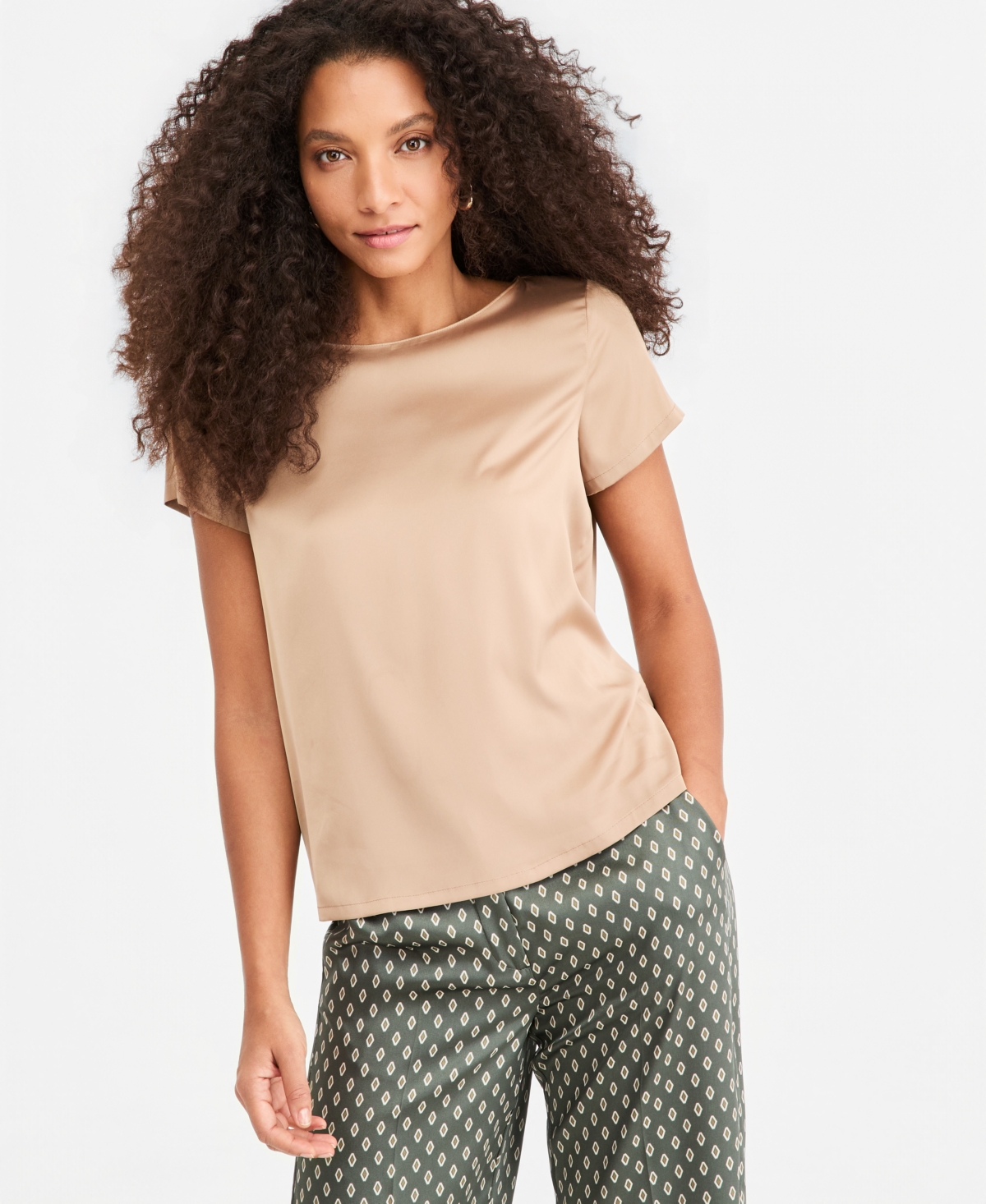 Click here for Emme Marella Womens Emmpanteon Boat Neck Satin Lig... prices