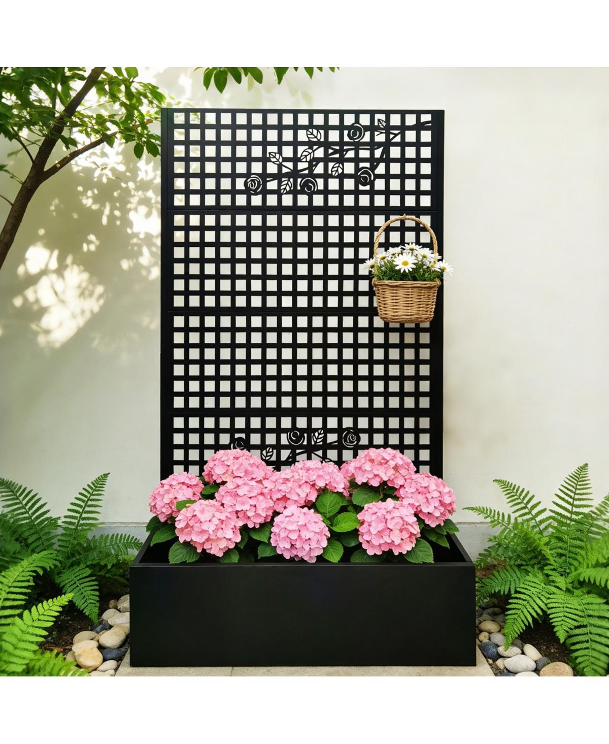 Click here for Asagikoiai 70.9 Outdoor Metal Planter Box with Tre... prices