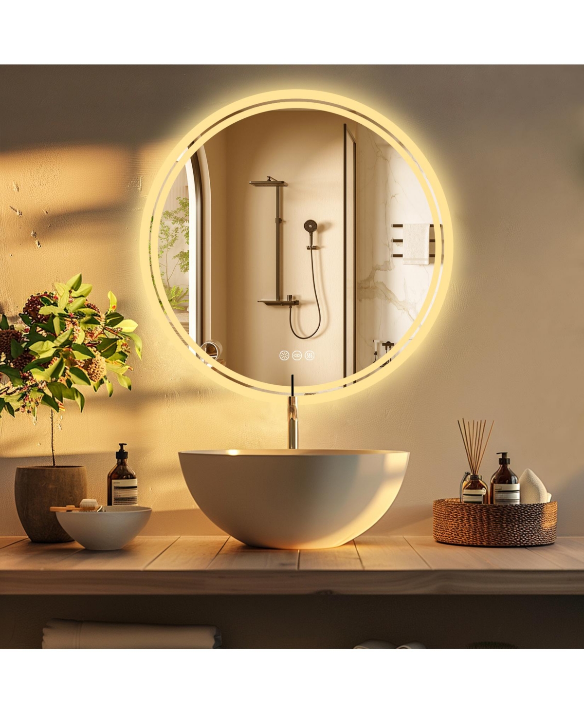 Click here for Luvodi 32 Circle Led Mirror for Bathroom with Back... prices