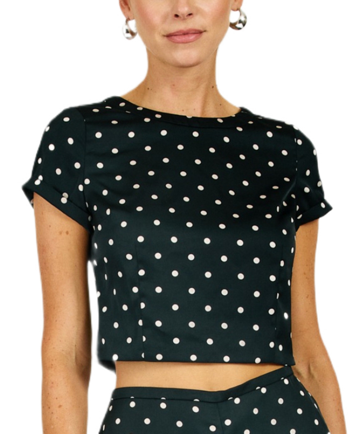 Click here for Line & Dot Womens Sophie Polka Dot Crewneck Short-... prices