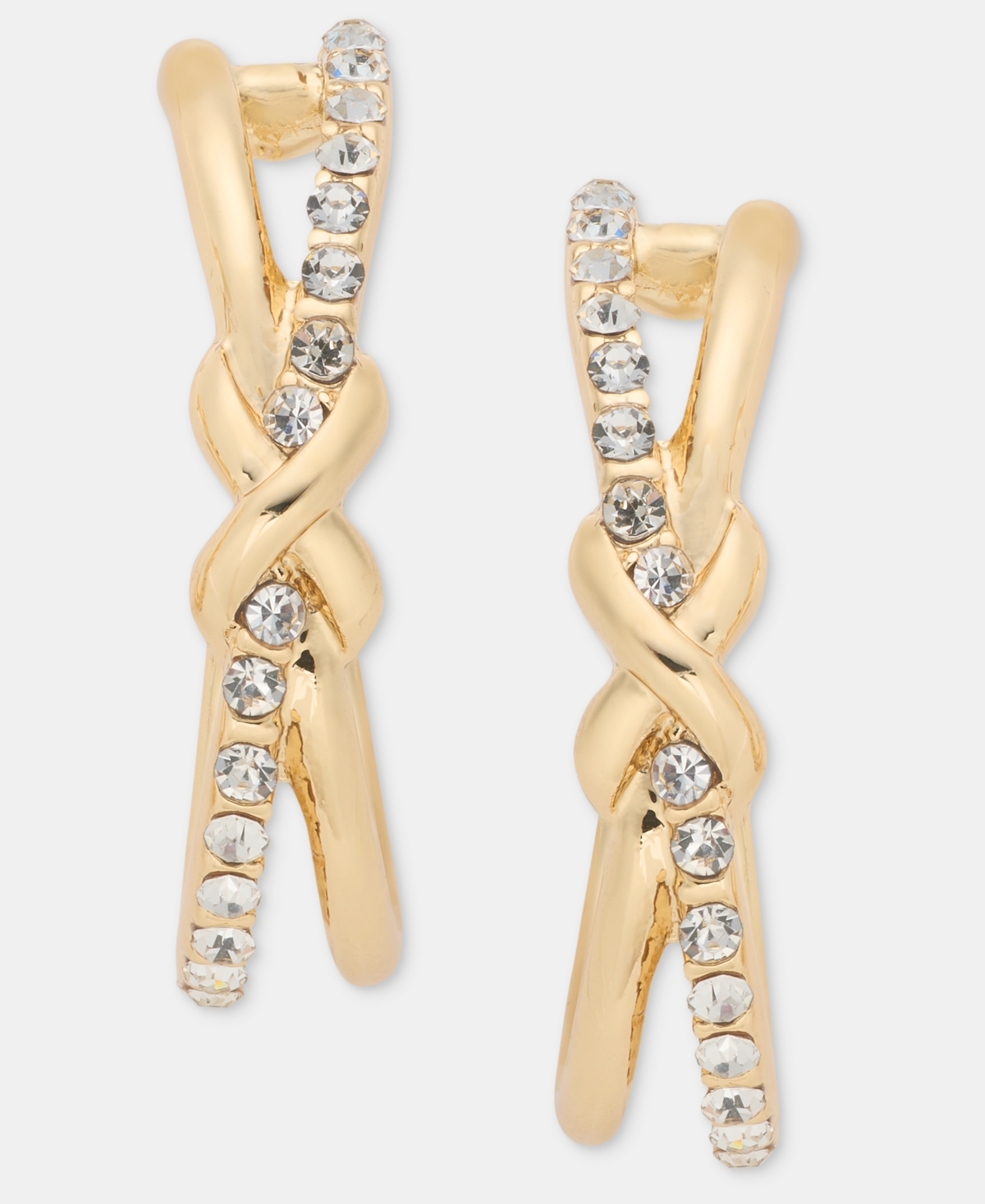Click here for Anne Klein Medium Pave Crisscross C-Hoop Earrings... prices