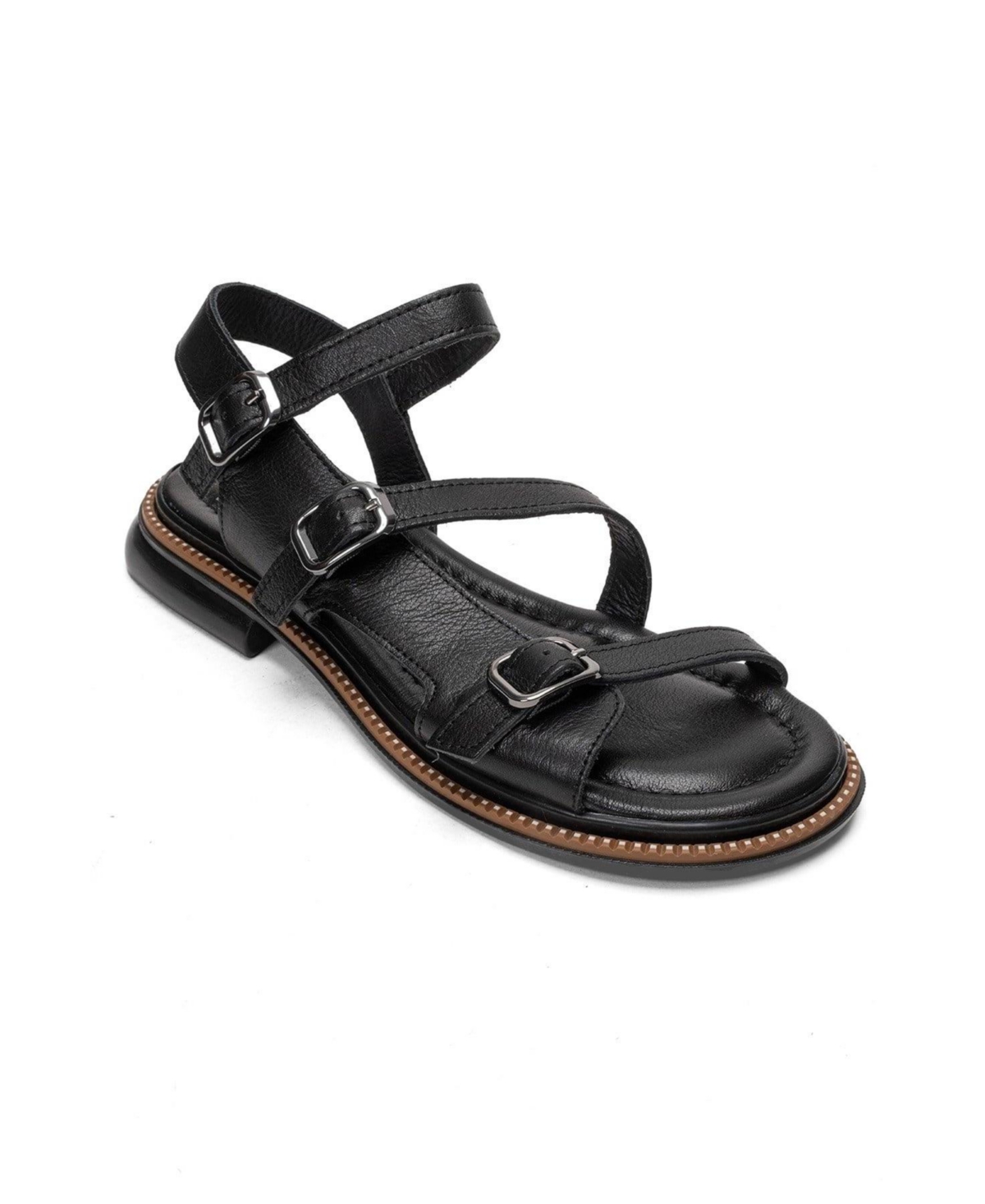 Click here for Forever & Always Shoes Morez Leather Sandal - Blac... prices