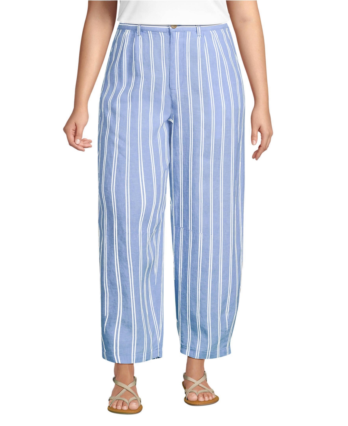 Click here for Lands End Womens Linen High Rise Pleated Barrel Le... prices