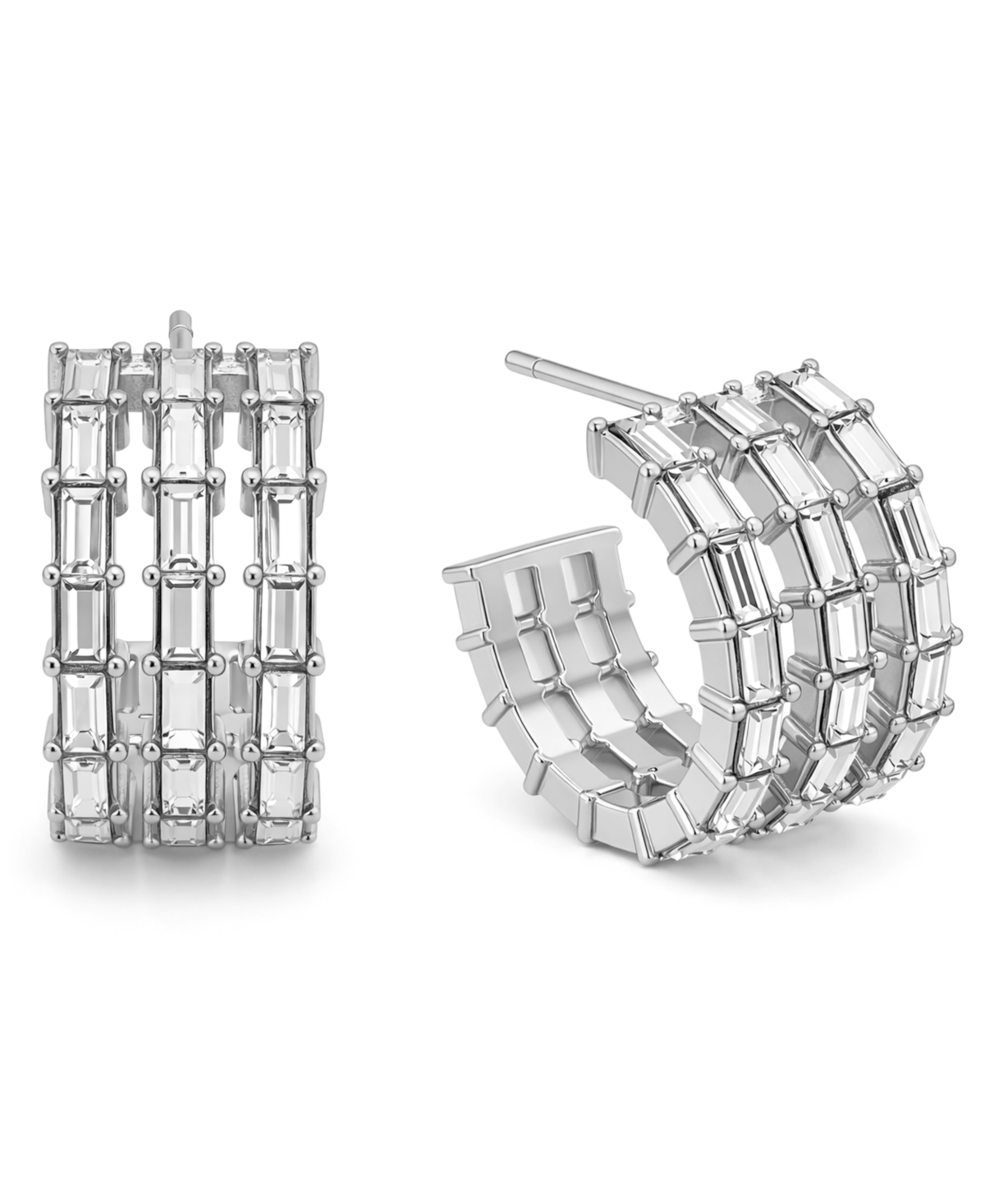 Click here for And Now This Triple Row Baguette Hoop Earrings - S... prices