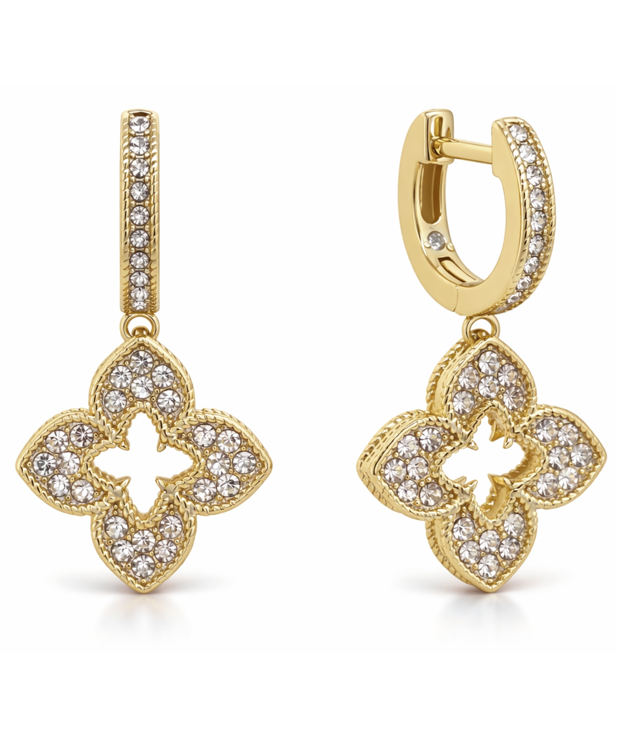 Click here for And Now This Crystal Flower Hinged Hoop Earrings -... prices