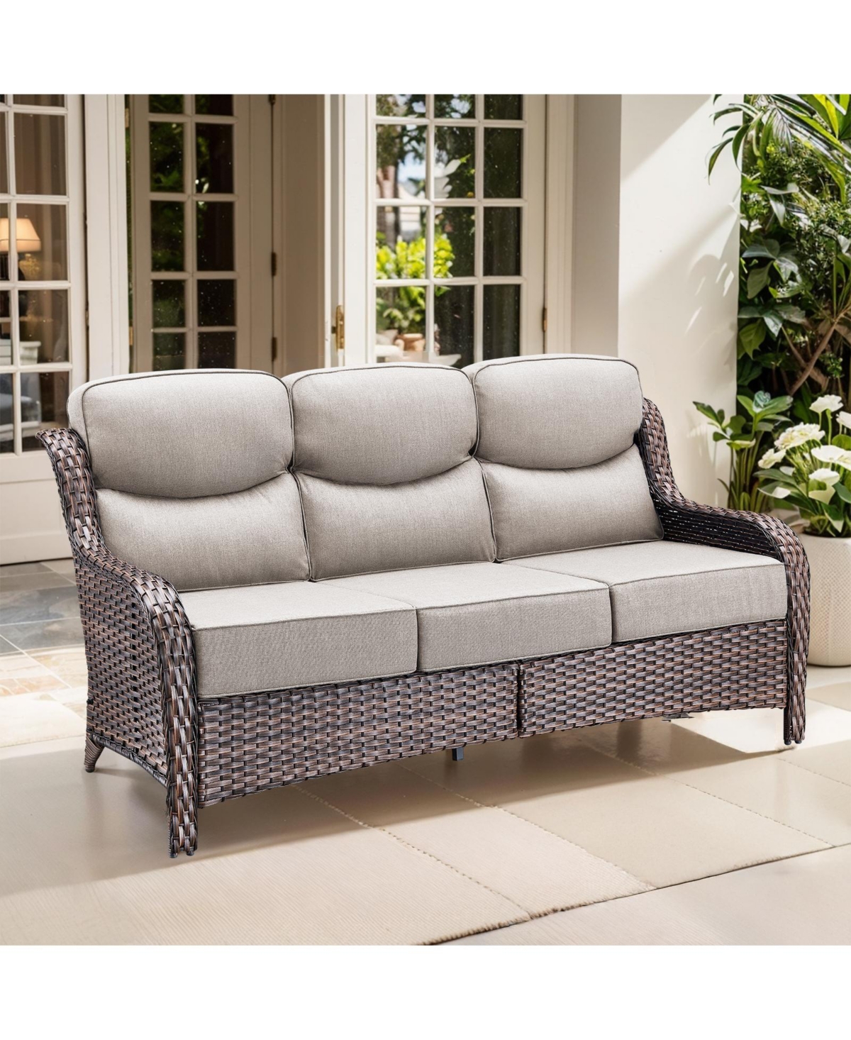Click here for Gymojoy Patio Rattan Sofa 3-Seat Wicker Couch with... prices
