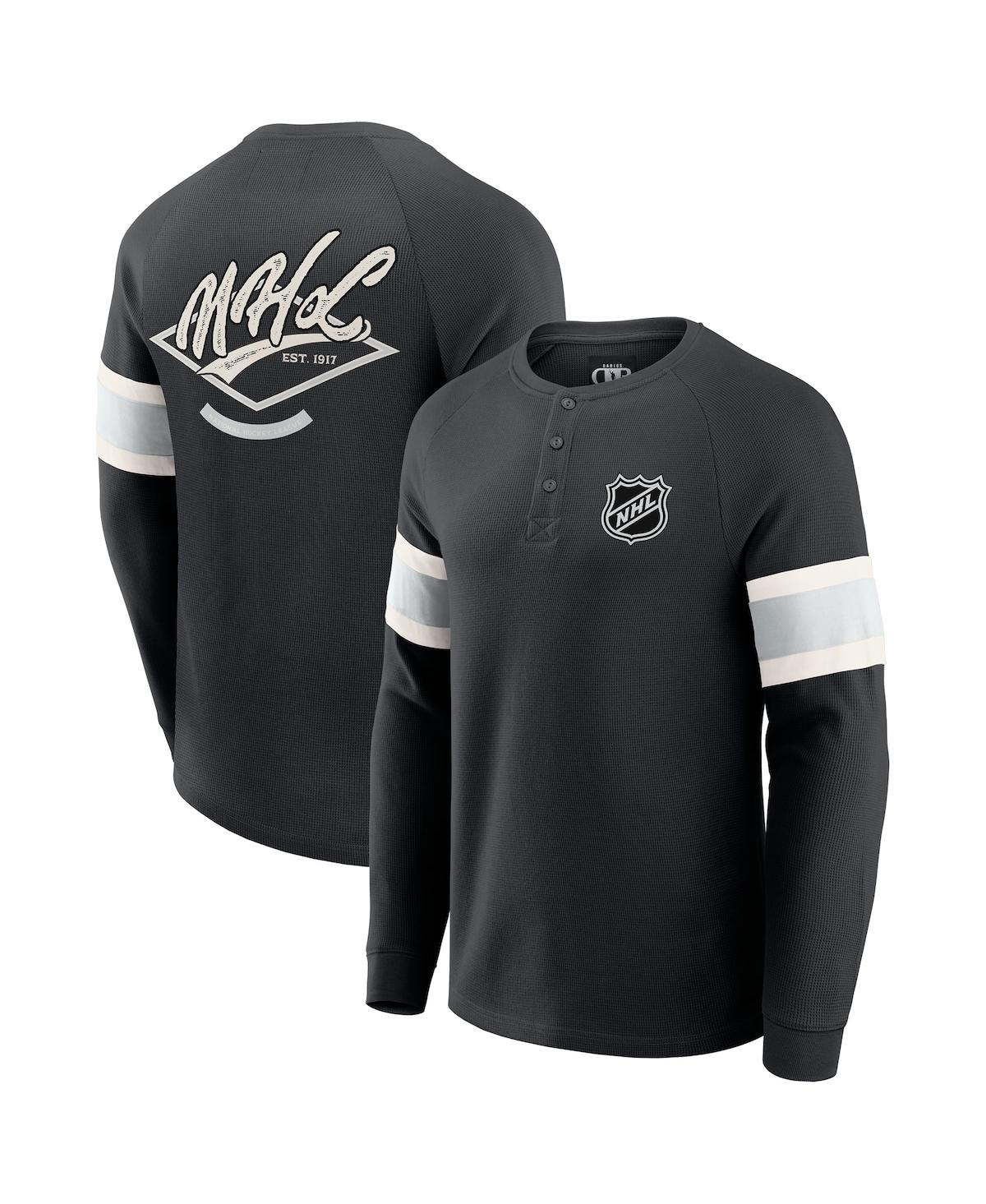 Click here for Fanatics Mens Black Nhl Waffle-Knit Raglan Long Sl... prices
