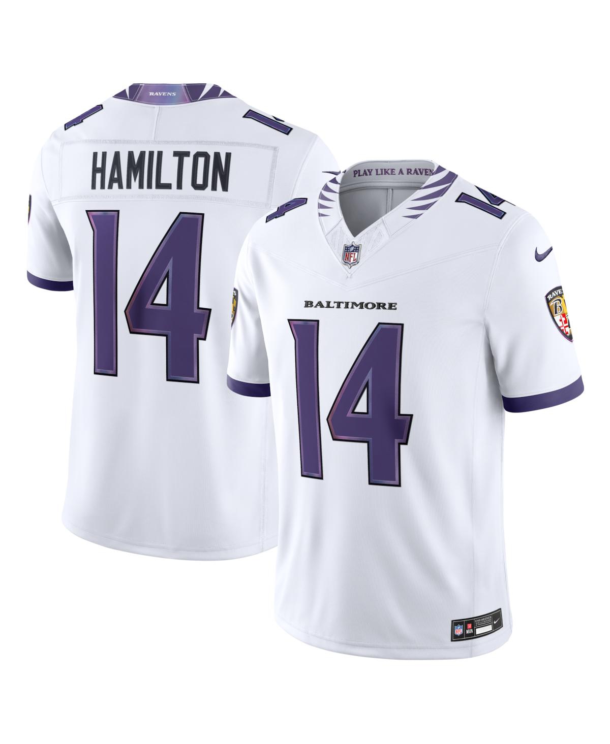 Click here for Nike Mens Kyle Hamilton White Baltimore Ravens Vap... prices
