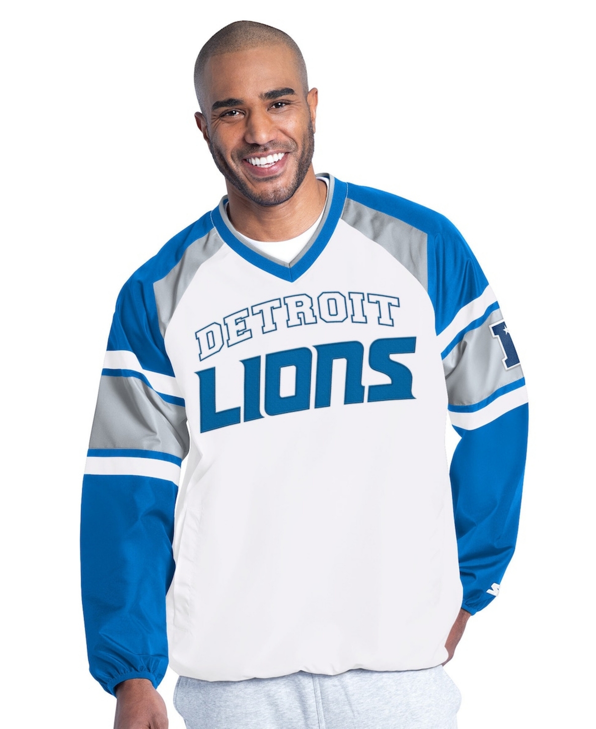 Click here for Starter Mens White Detroit Lions Infield Play Ragl... prices