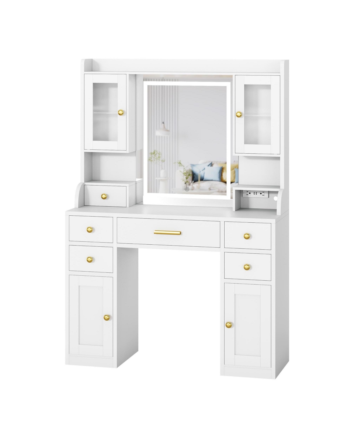 Click here for gaomon Vanity Desk with Charging Station and Led M... prices