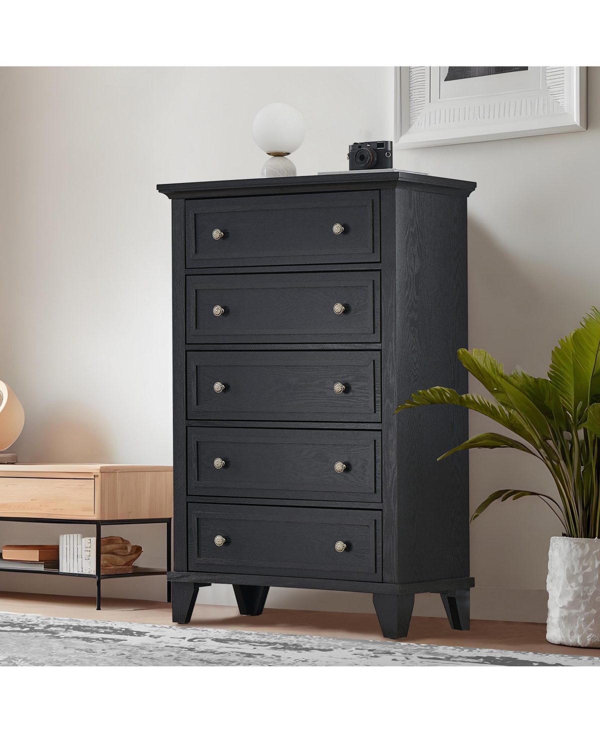 Click here for homfan 5-Drawer Tall Wooden Dresser with Anti-Tip... prices