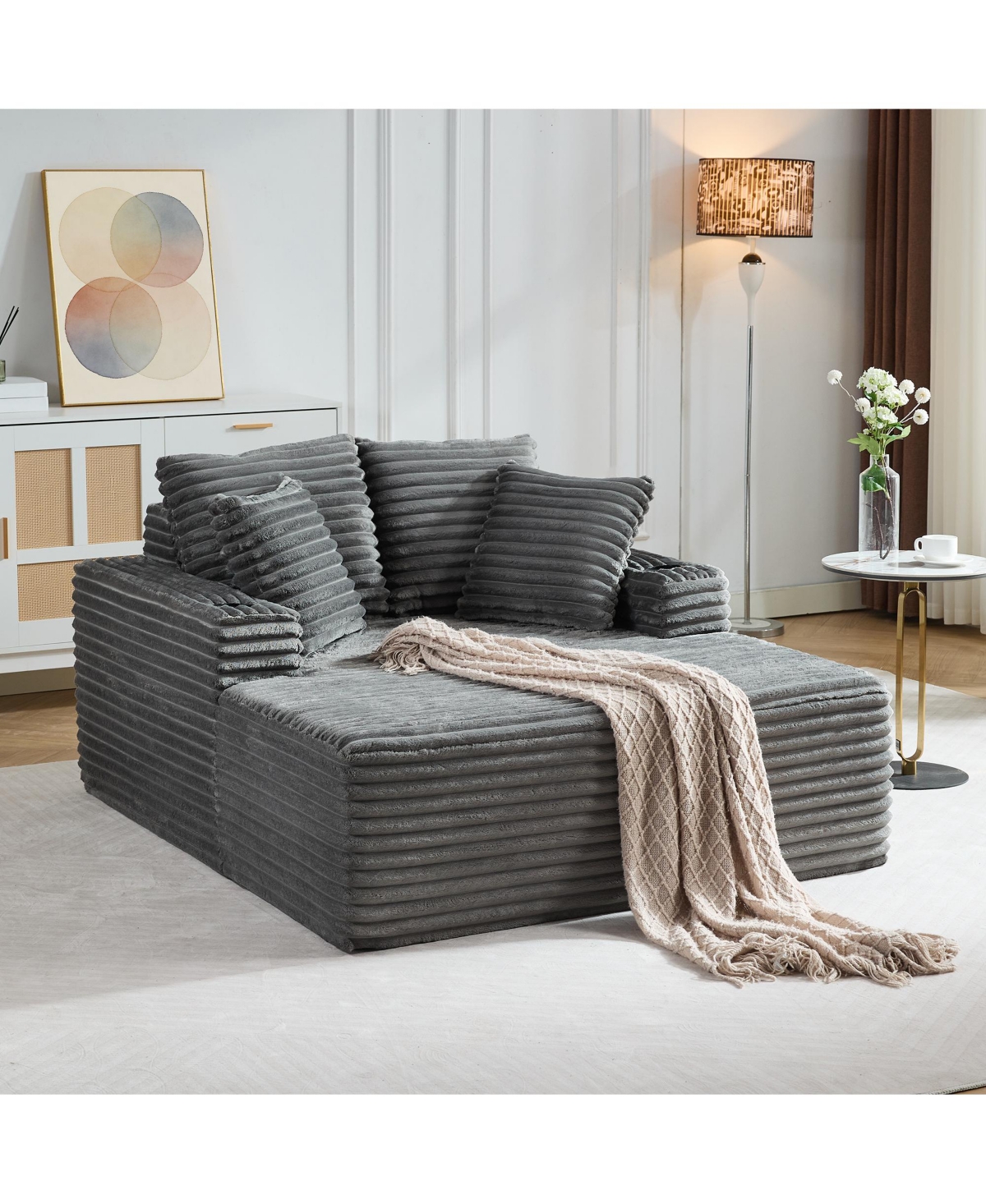 Click here for gaomon 64-inch Oversized Corduroy Frameless Sofa B... prices