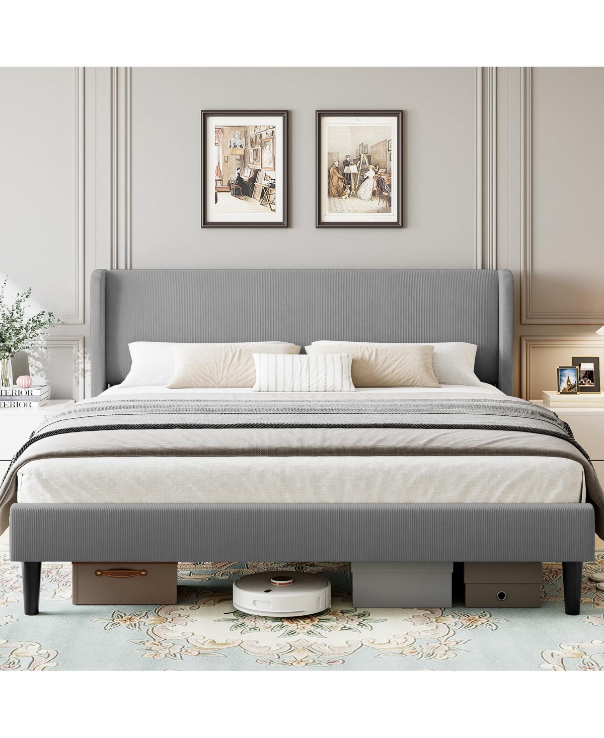Click here for homfan Upholstered Platform Bed Frame with Wingbac... prices