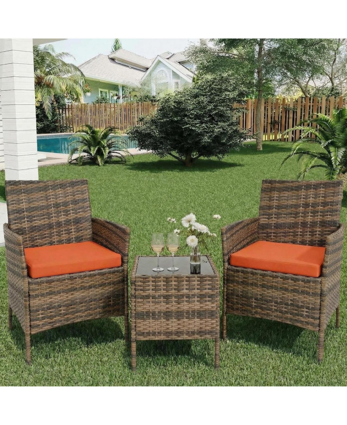 Click here for gaomon Wicker Bistro Set with Glass Table Wicker a... prices