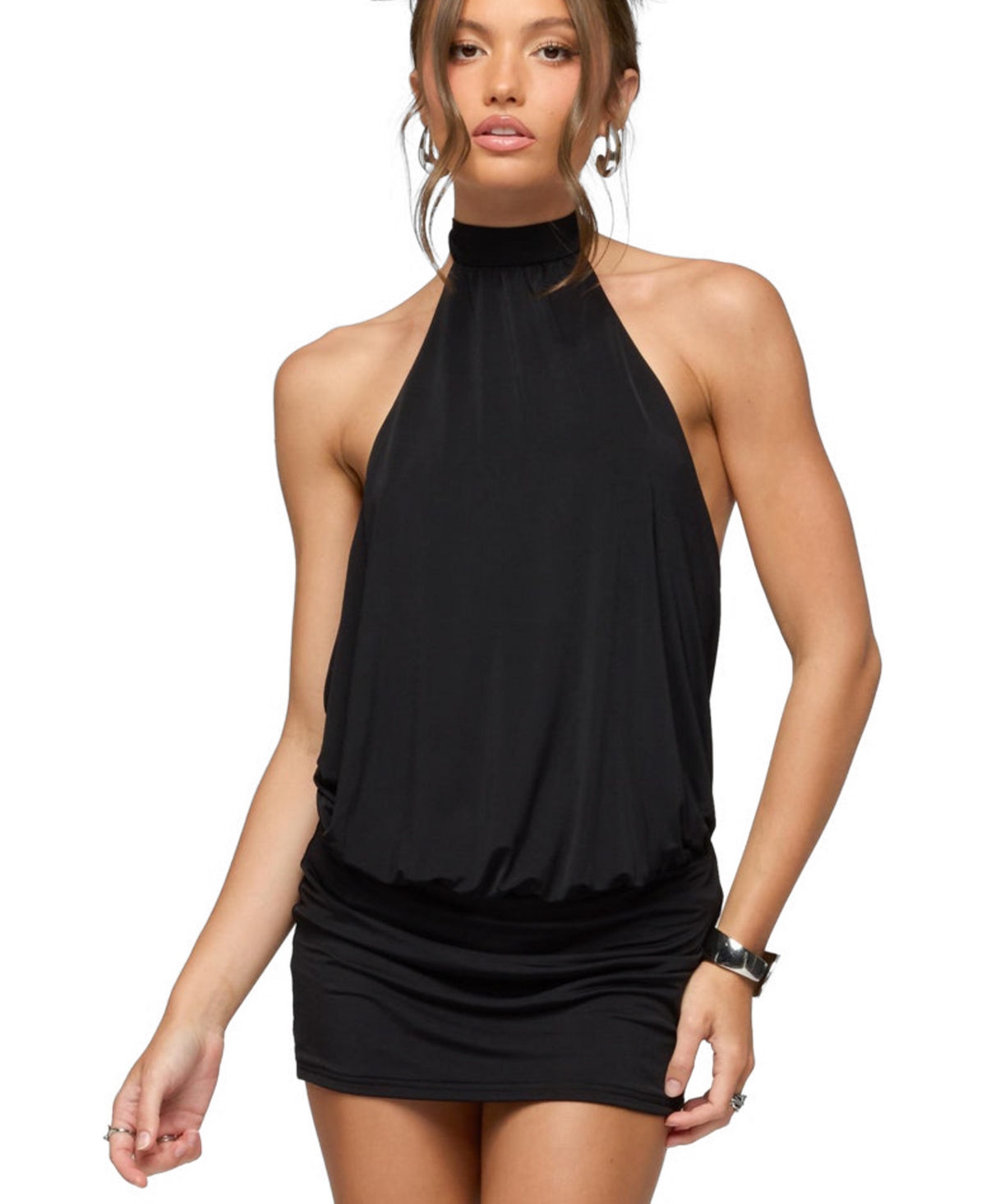 Click here for Edikted Womens Saraya Backless High Neck Mini Dres... prices