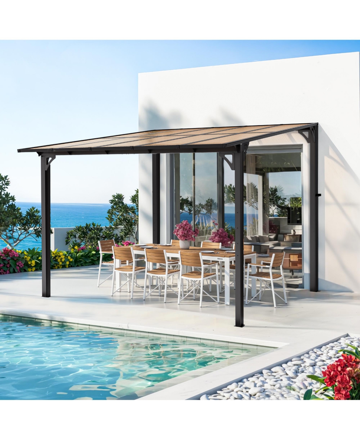 Click here for Pamapic Wall Mounted Hardtop Gazebo  Lean-to Patio... prices