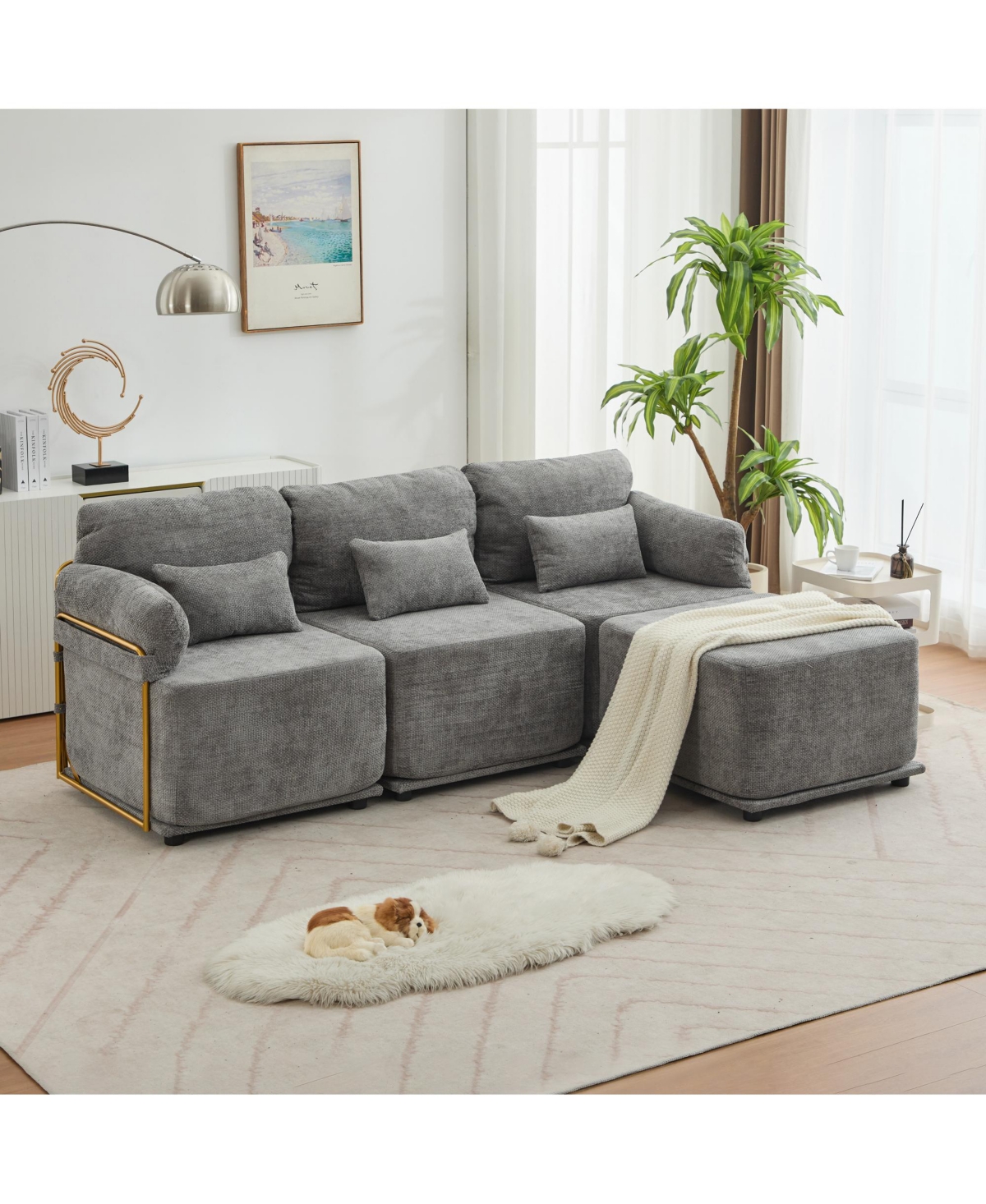 Click here for Dyhome 92.12 Modular Chenille Upholstered Sectiona... prices