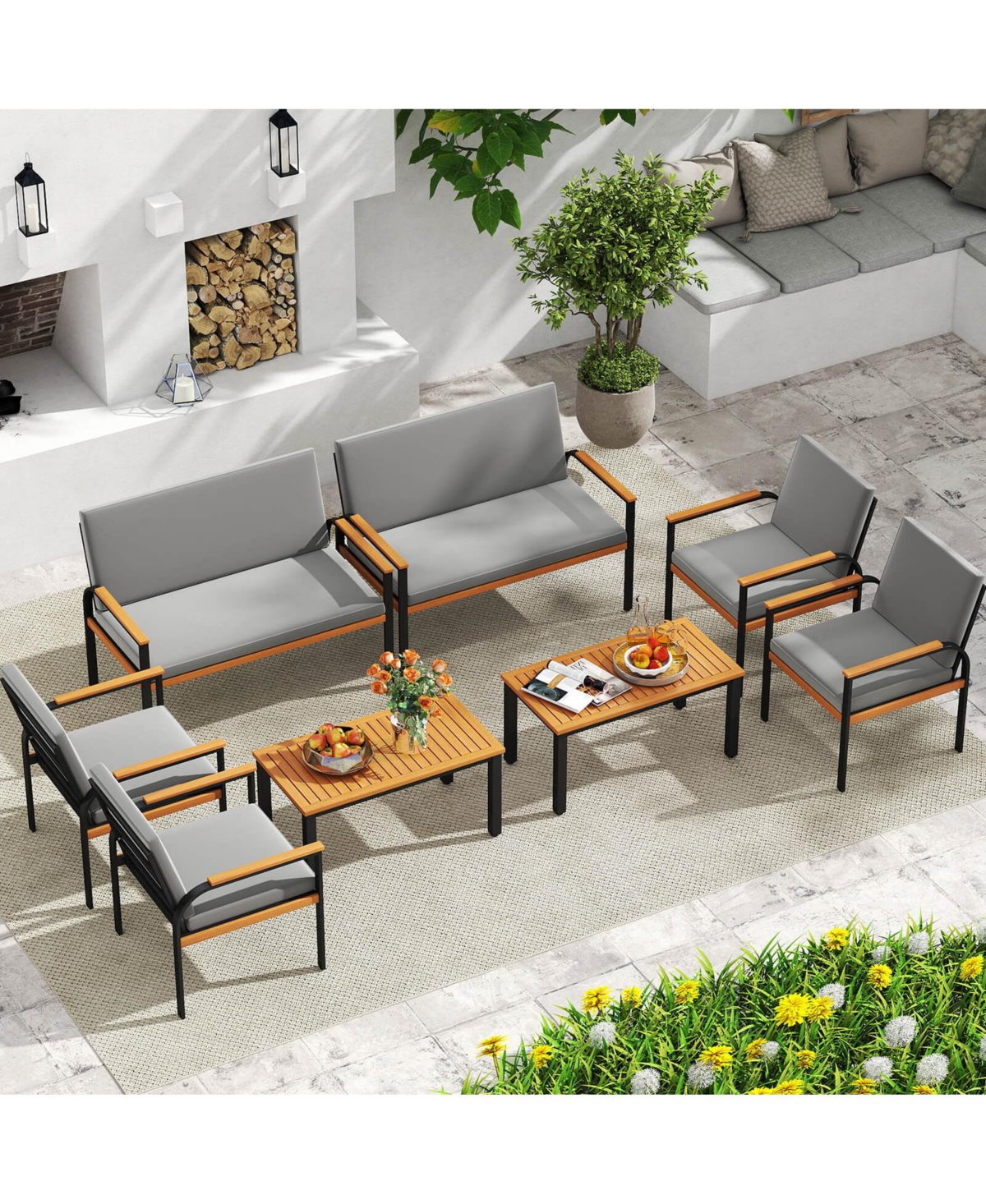 Click here for Costway 8 Piece Patio Furniture Set with Coffee Ta... prices