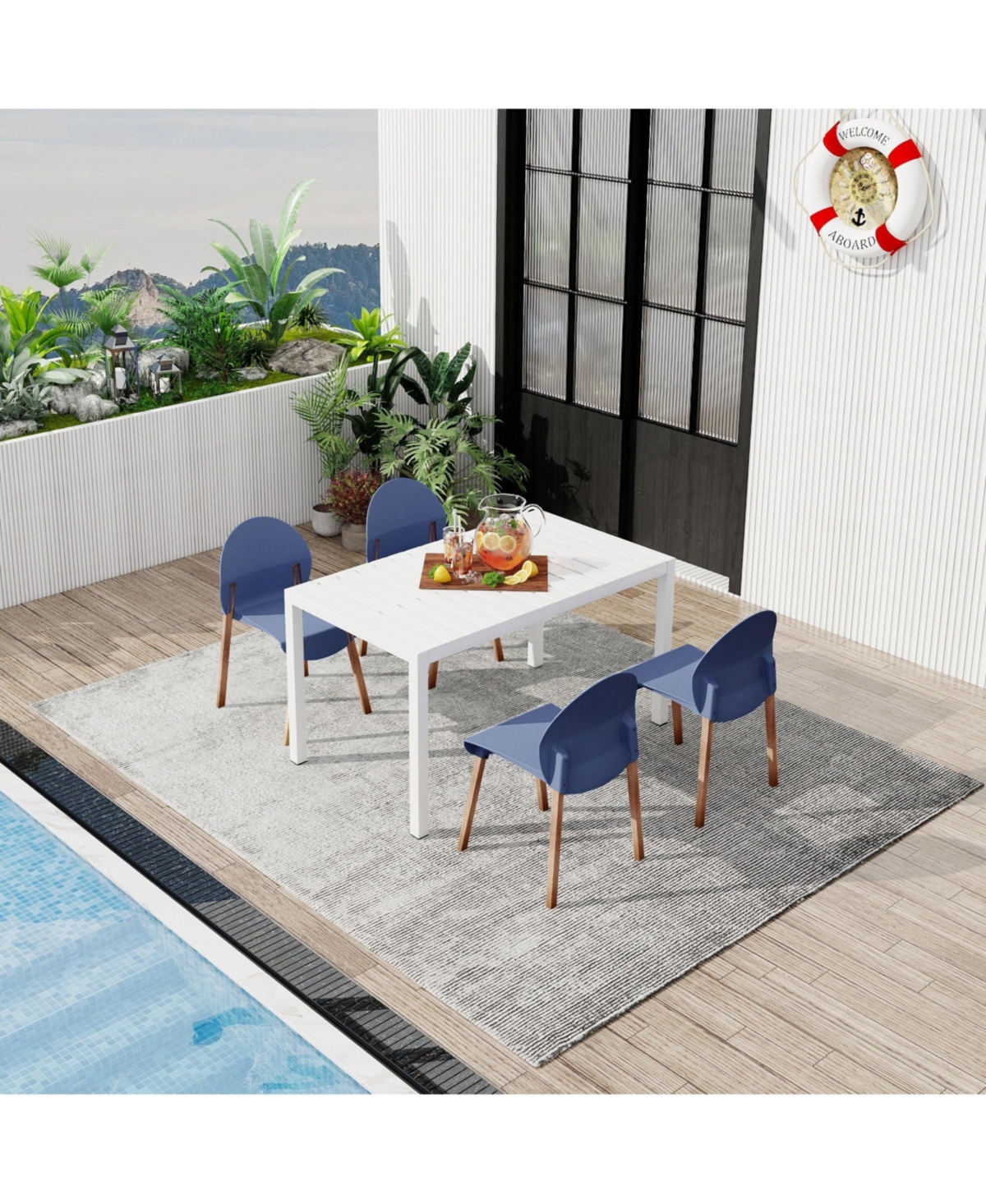 Click here for Mondawe 5-Piece Outdoor Dining Set - 55 Inch Table... prices