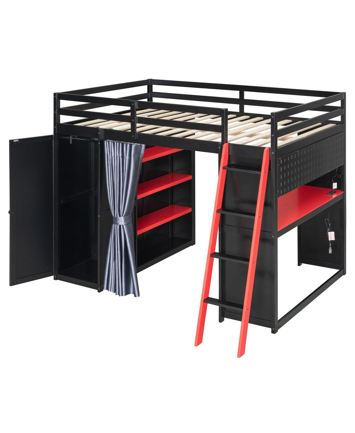 Click here for Streamdale Furniture Wood Loft Bed with Wardrobe... prices