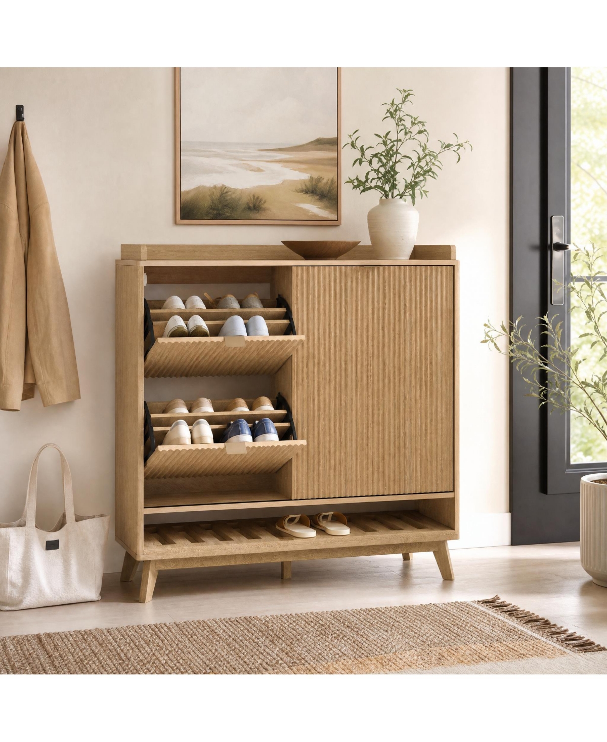 Click here for homfan Freestanding Narrow Shoe Cabinet with Slidi... prices