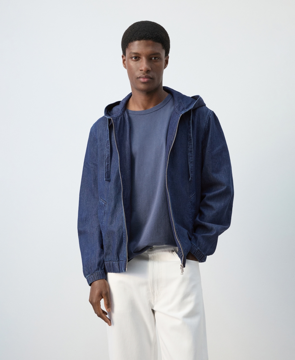 Click here for Mango Mens Hooded Denim Jacket - Ink Blue prices