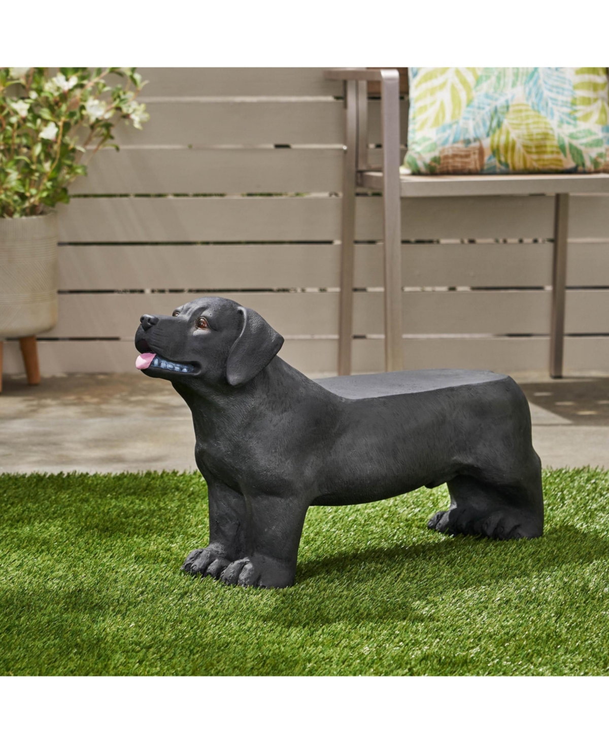 Click here for Flynama Labrador Dog-Design Outdoor Bench - Black prices