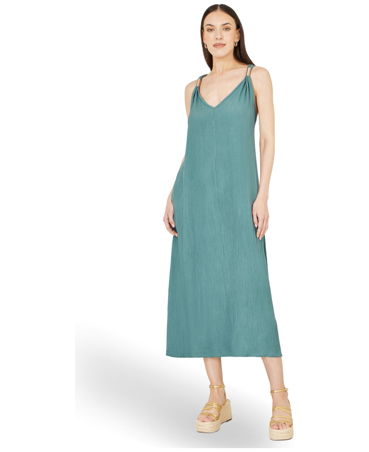 Click here for Yumi Womens Viscose Maxi Beach Dress - Sea green prices
