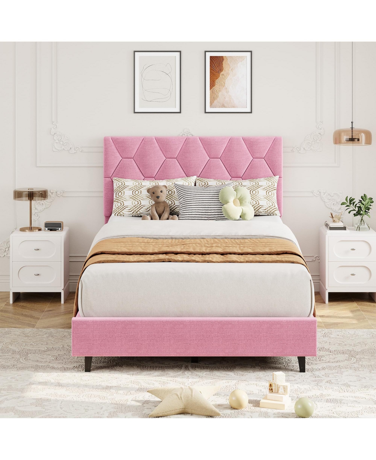 Click here for homfan Upholstered Platform Bed Frame with Adjusta... prices