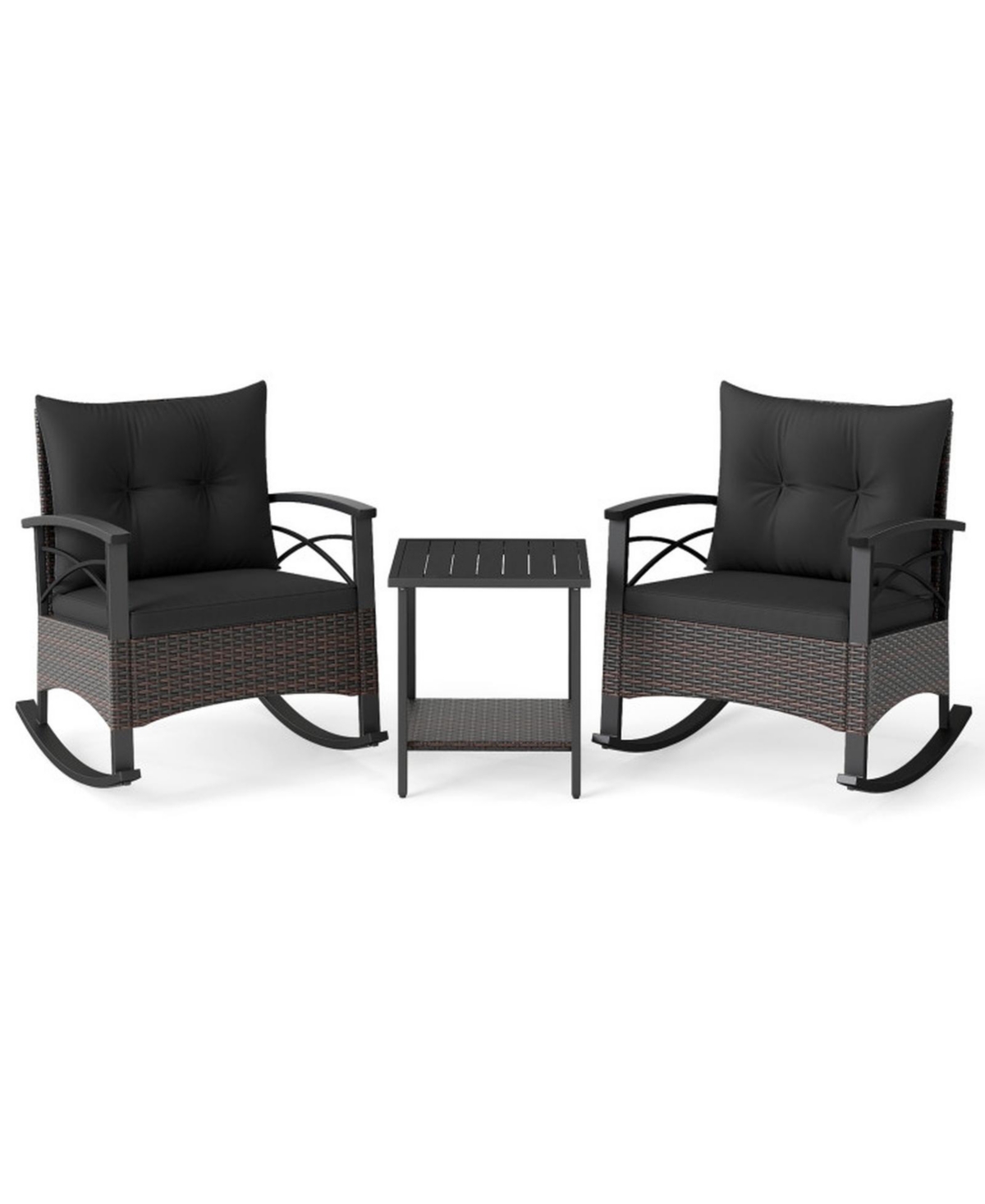 Click here for Sugift Rocking Bistro Set Pe Rattan Rocker Chairs... prices