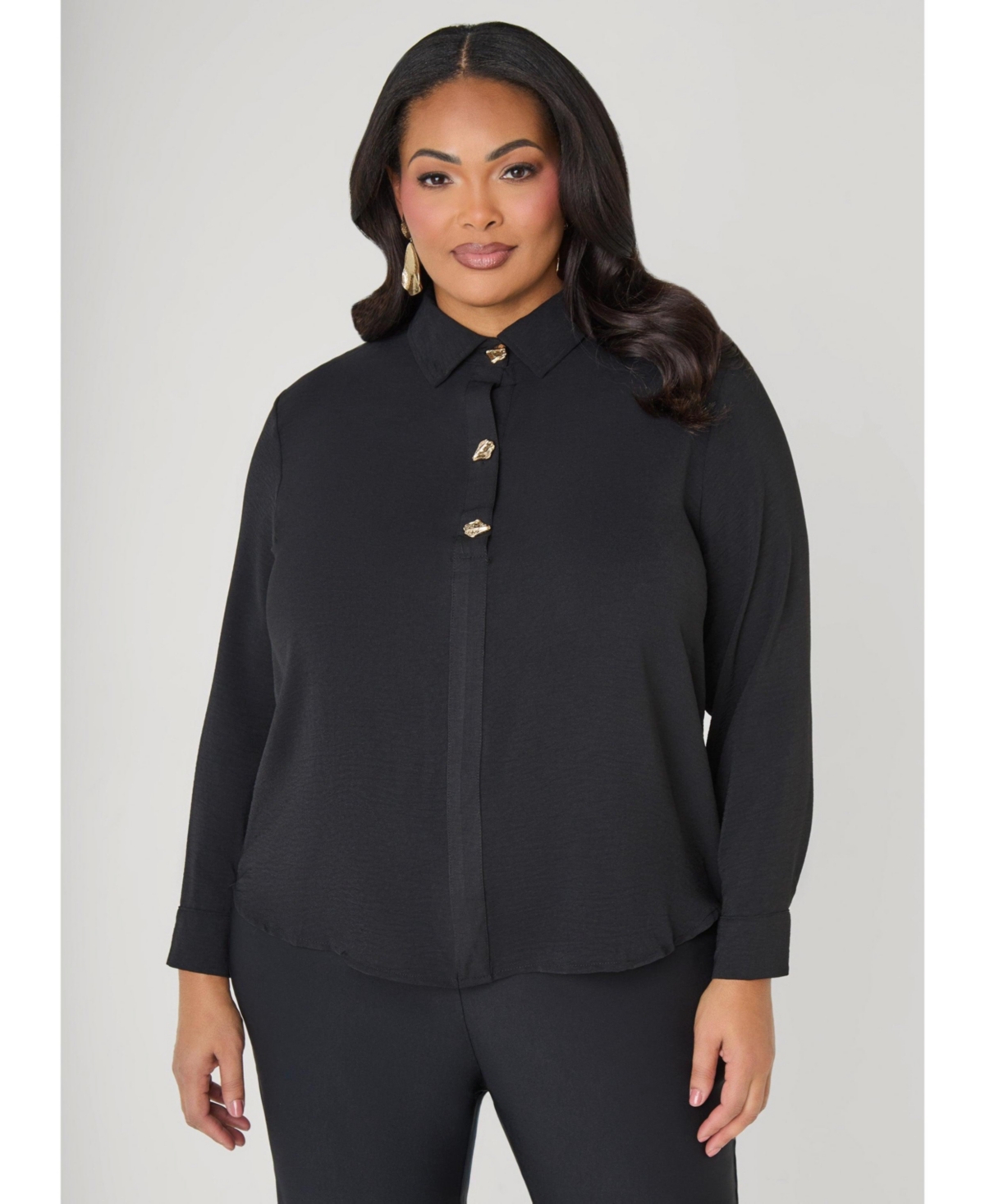 Click here for Ashley Stewart Plus Size Button Embellished Textur... prices