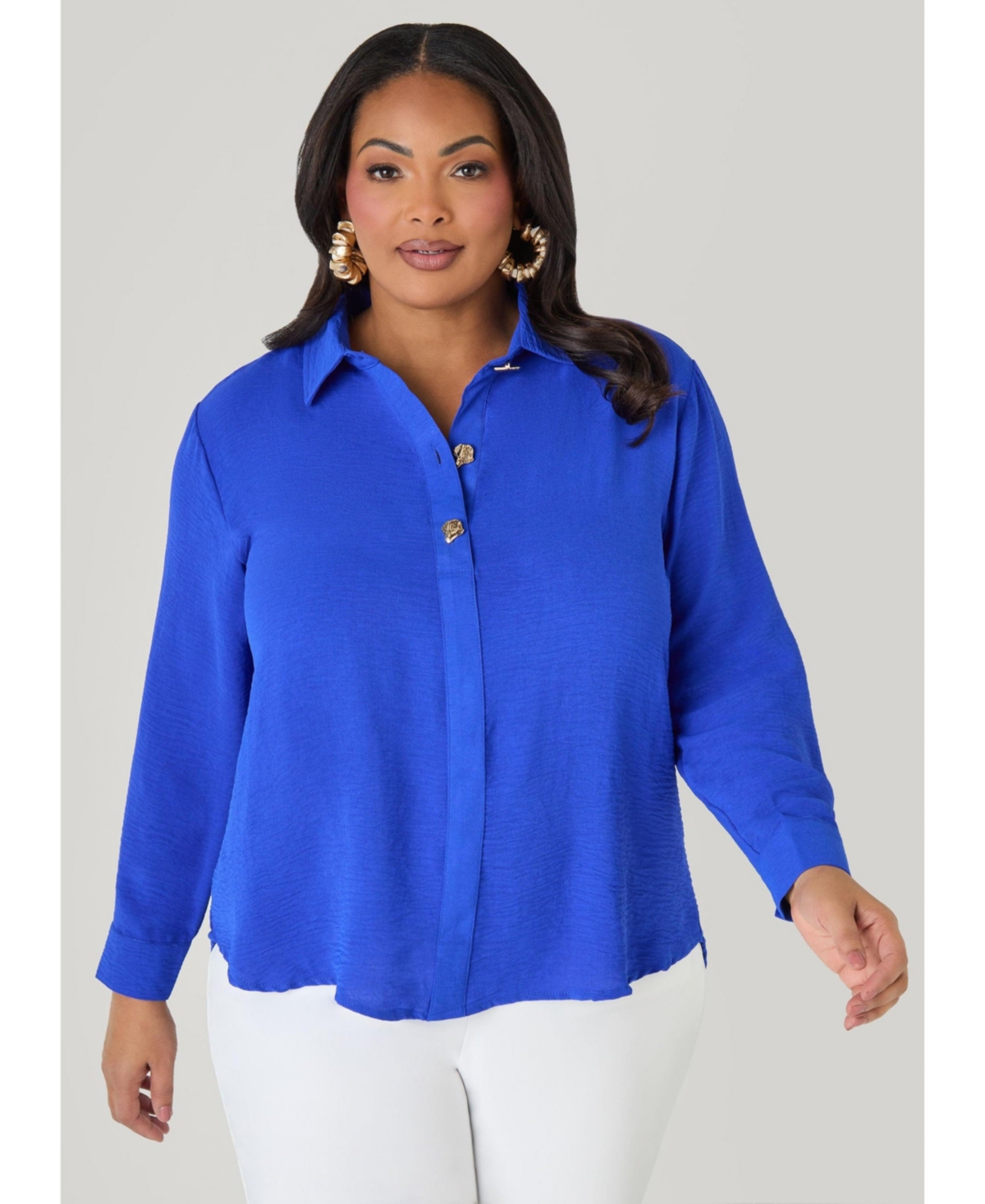 Click here for Ashley Stewart Plus Size Button Embellished Textur... prices