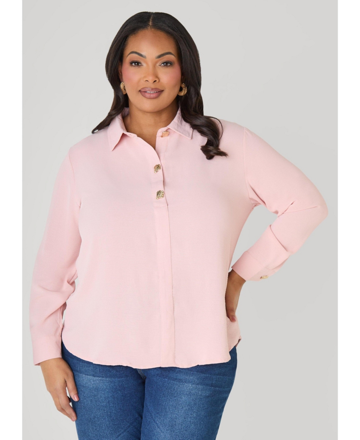 Click here for Ashley Stewart Plus Size Button Embellished Textur... prices