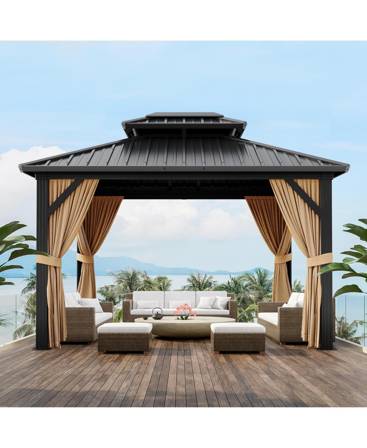 Click here for gaomon Hardtop Gazebo with Double Roof  Outdoor Ga... prices