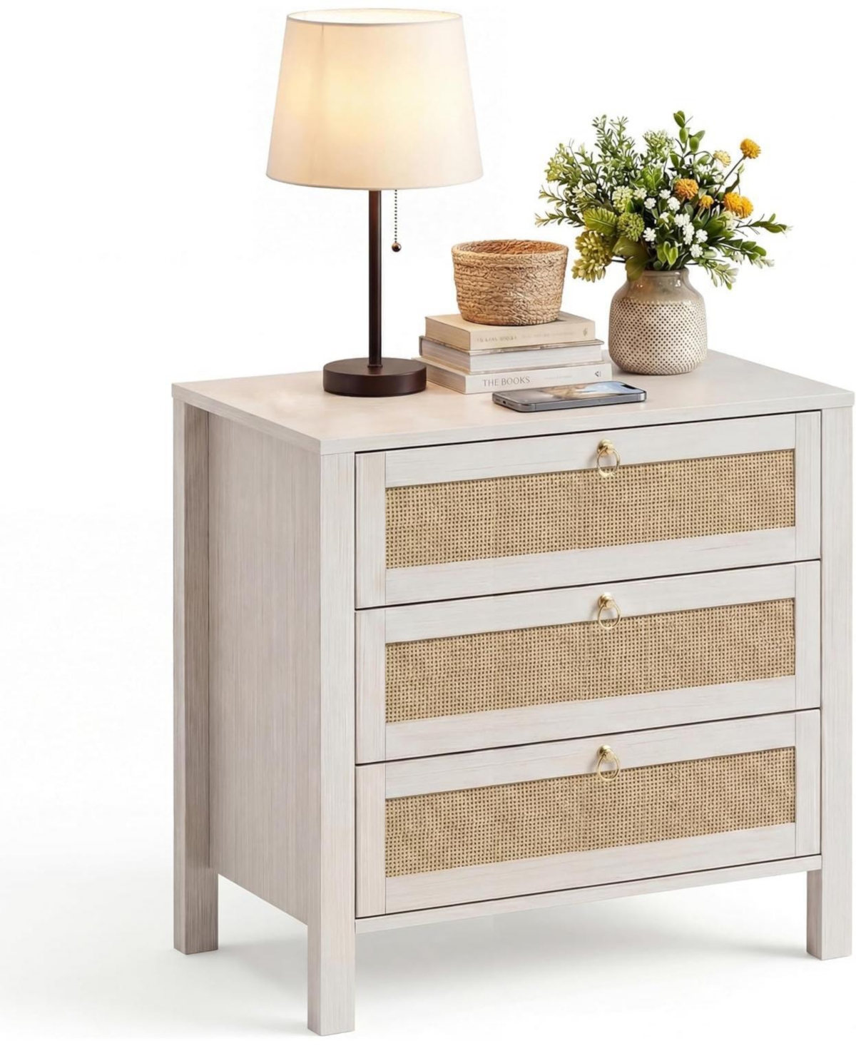 Click here for gaomon Nightstand  Rattan Bedside Table with Golde... prices