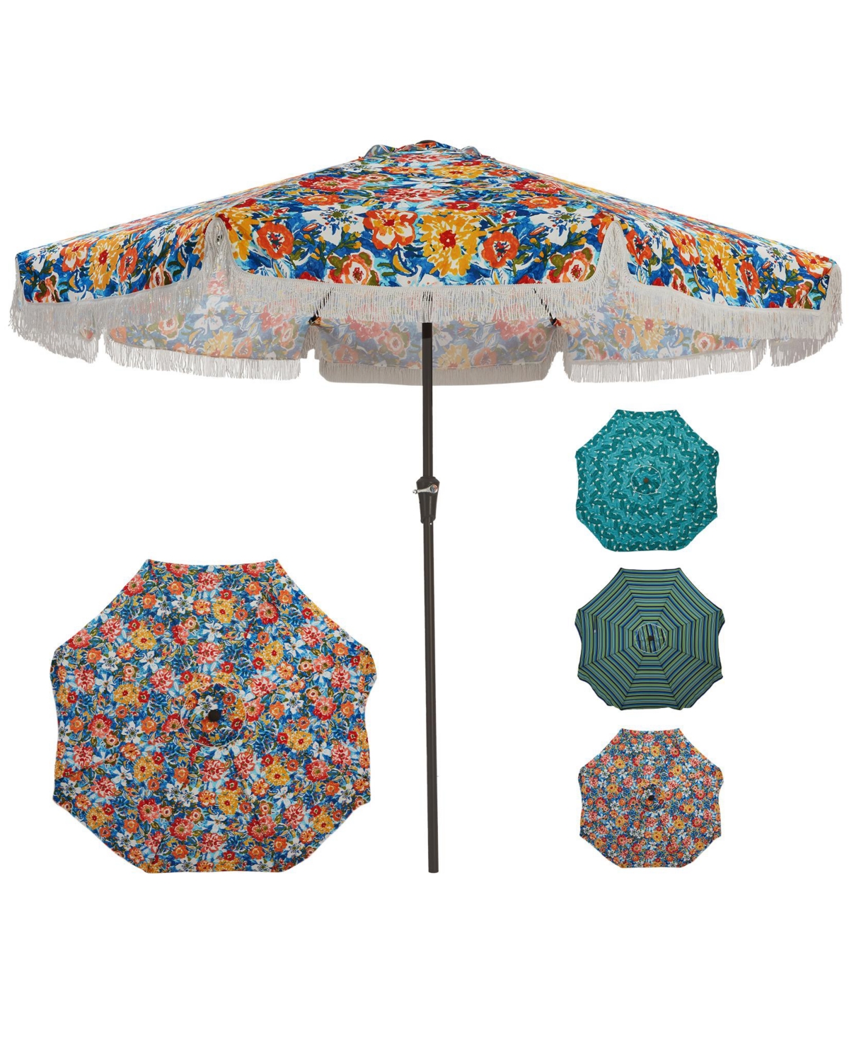 Click here for 9 ft Floral Outdoor Patio Umbrella with Handwoven... prices