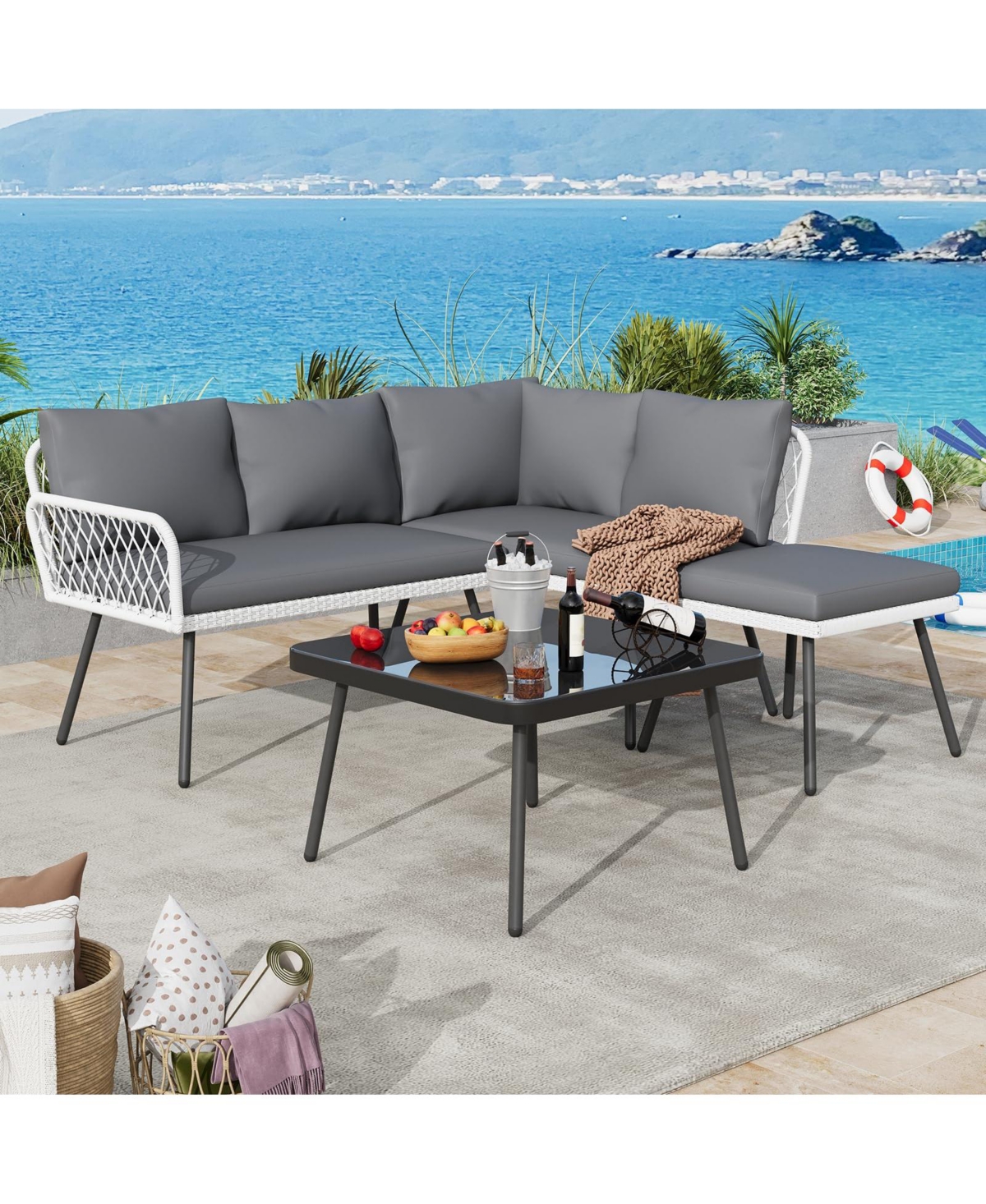 Click here for GarveeLife L-shaped Outdoor Furniture Set 4-Piece... prices