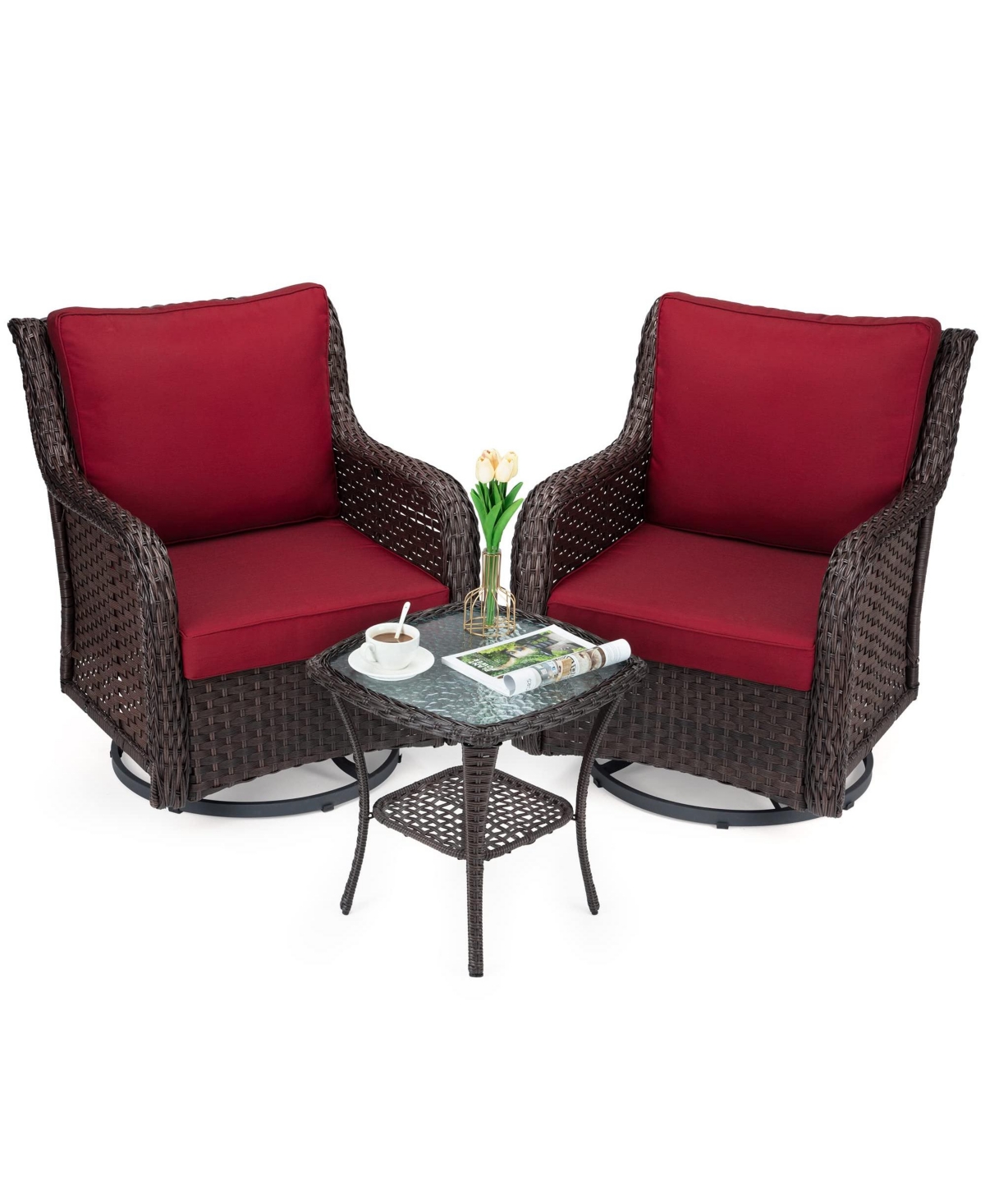 Click here for GarveeLife Outdoor Wicker Patio Set with Swivel Ro... prices