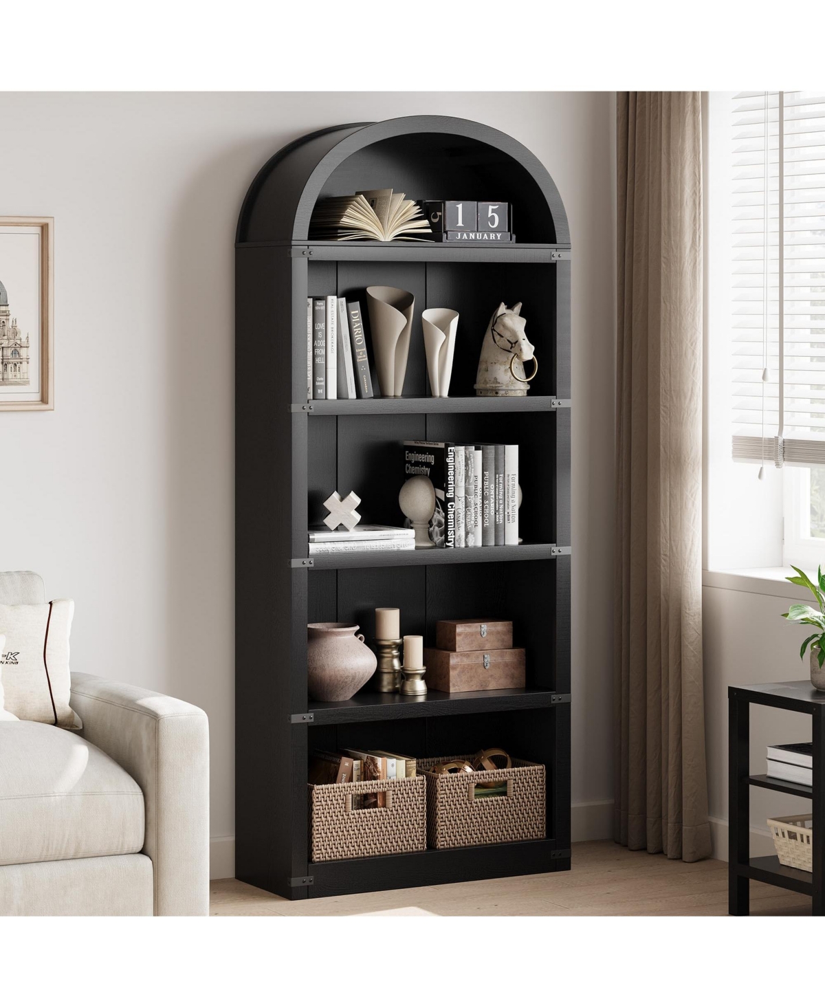 Click here for gaomon 5 Shelf Arched Bookshelf Tall Bookcase Farm... prices