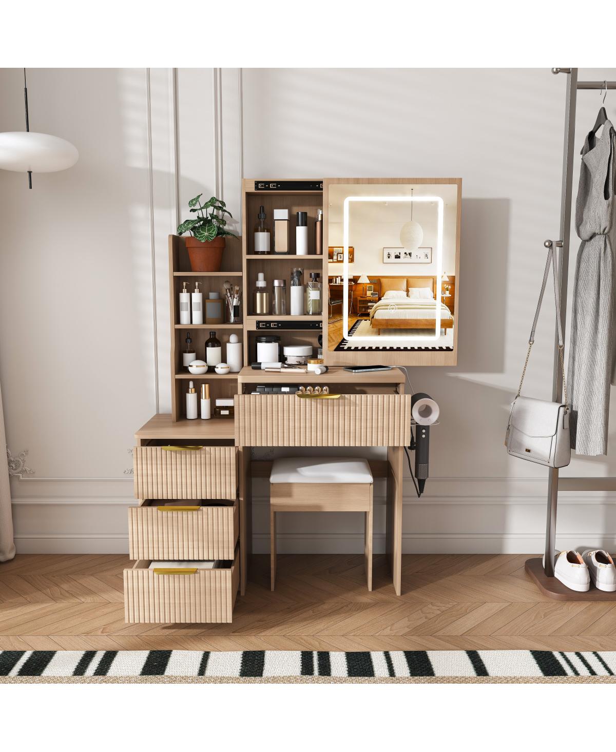 Click here for Streamdale Furniture Modern Vanity Desk with Led M... prices
