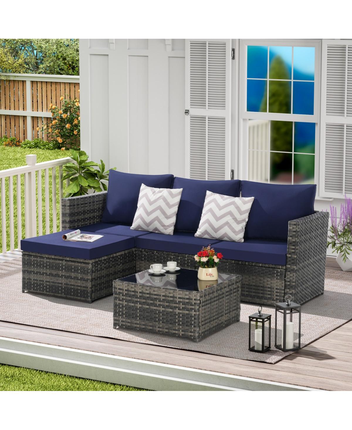 Click here for Asagikoiai 2 Piece L Shaped Wicker Outdoor Patio C... prices