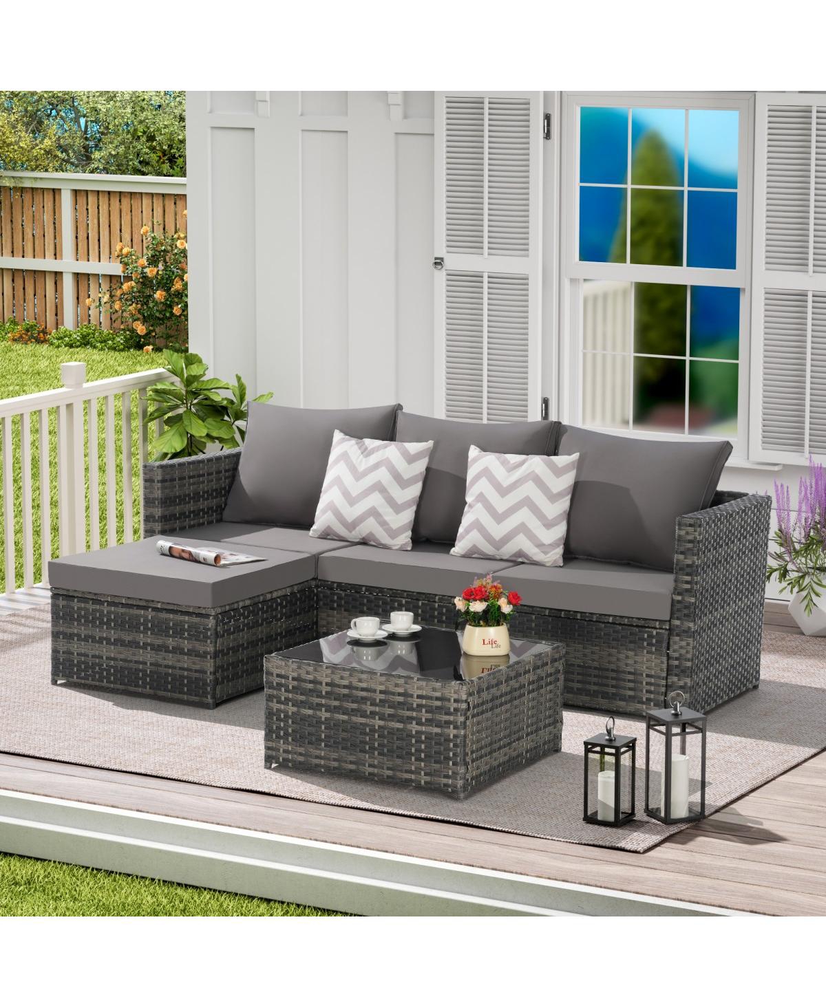 Click here for Asagikoiai 2 Piece L Shaped Wicker Outdoor Patio C... prices