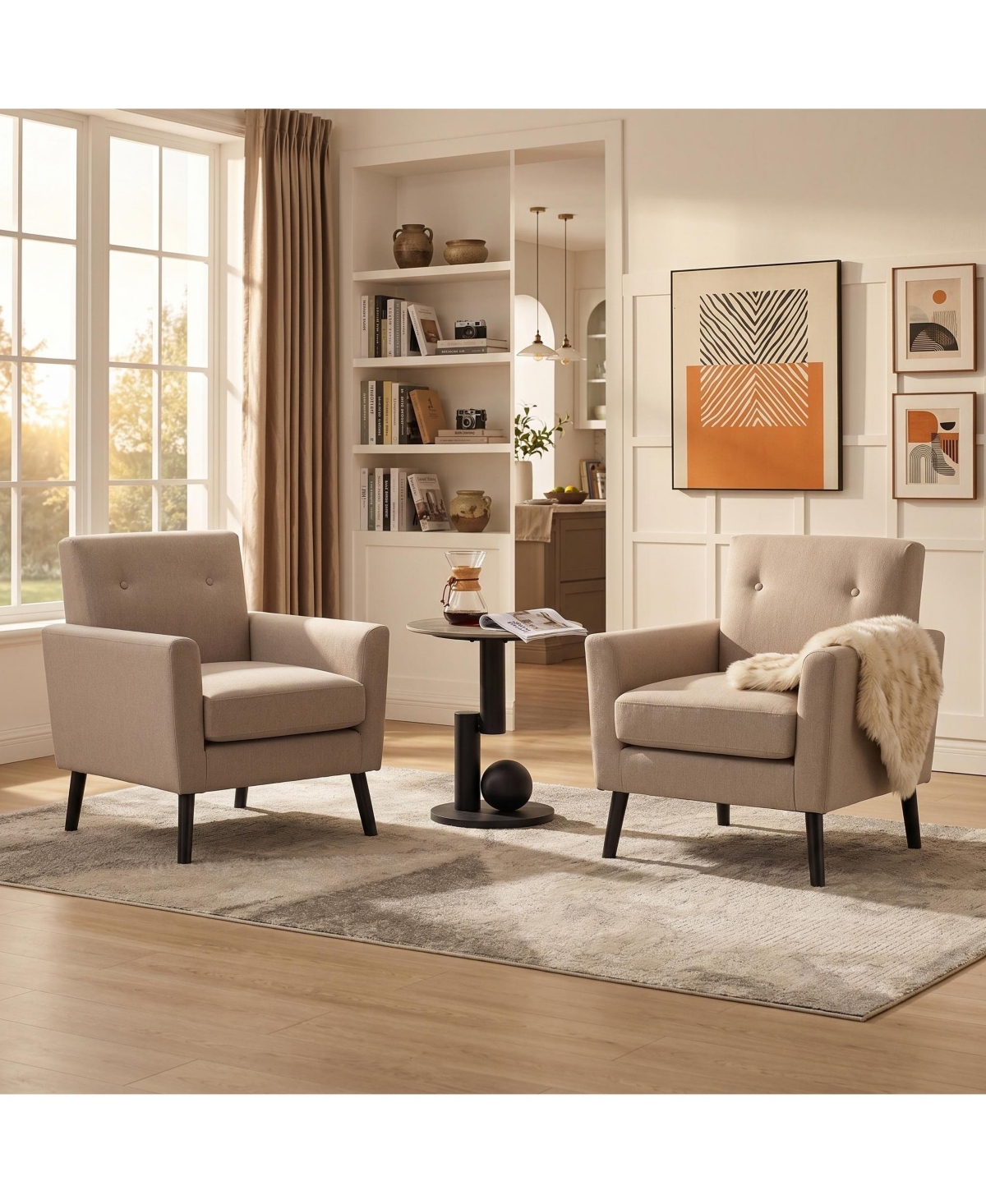 Click here for homfan Set of 2 Mid-Century Accent Chair  Button T... prices