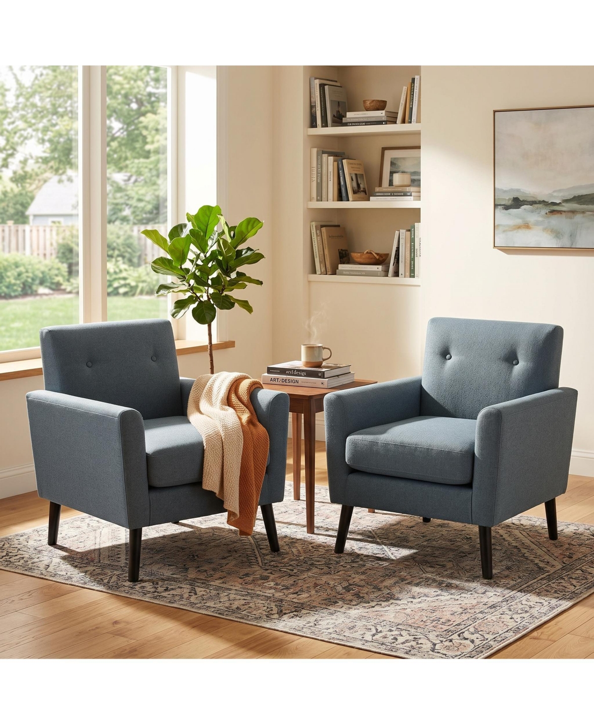 Click here for homfan Set of 2 Mid-Century Accent Chair  Button T... prices