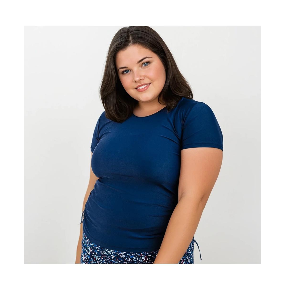 Click here for Calypsa Plus Size Adele Swim Top - Navy prices