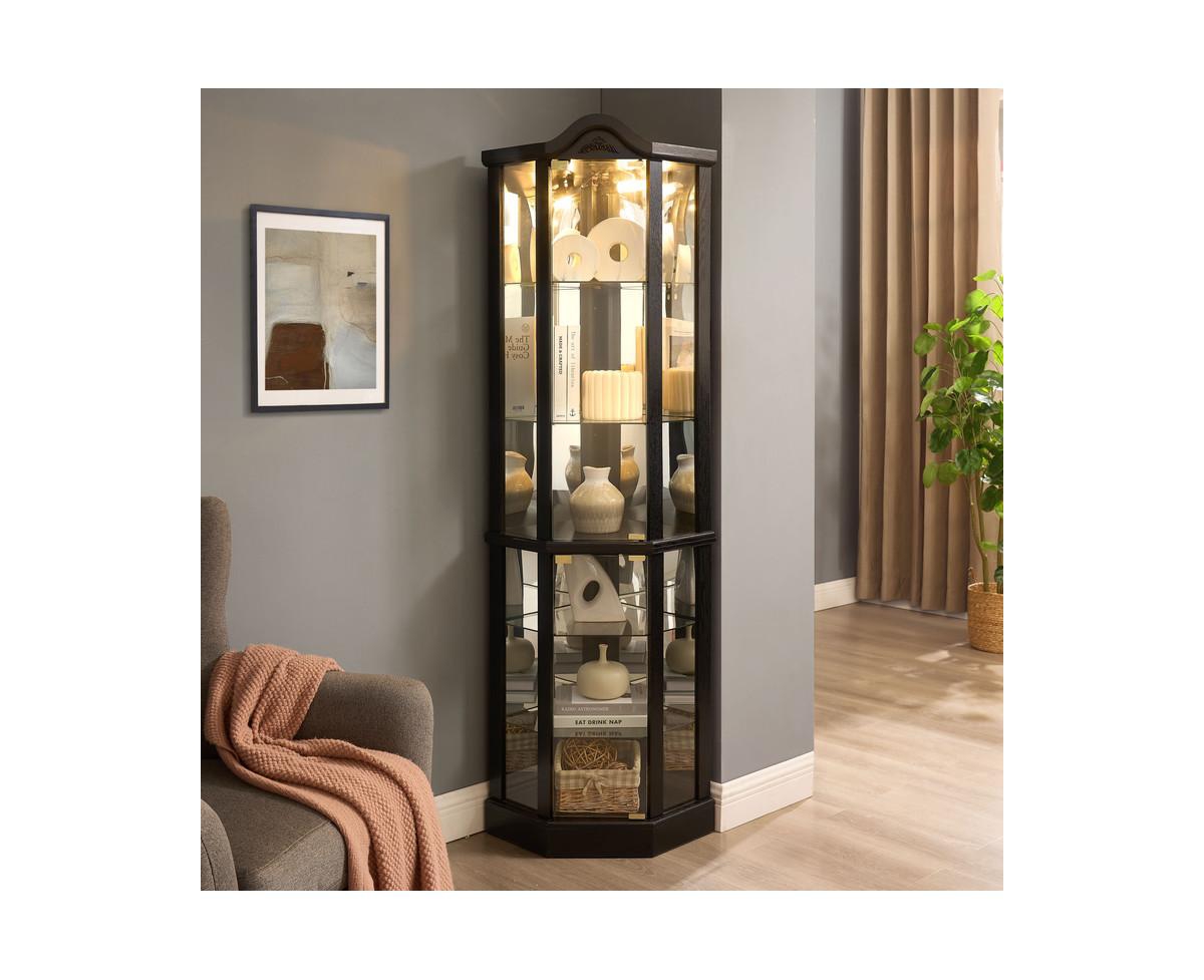 Click here for sumyeg Lighted Glass Display Cabinet Corner Curio... prices