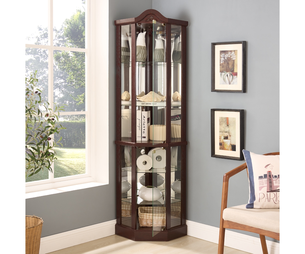 Click here for sumyeg Lighted Glass Display Cabinet Corner Curio... prices