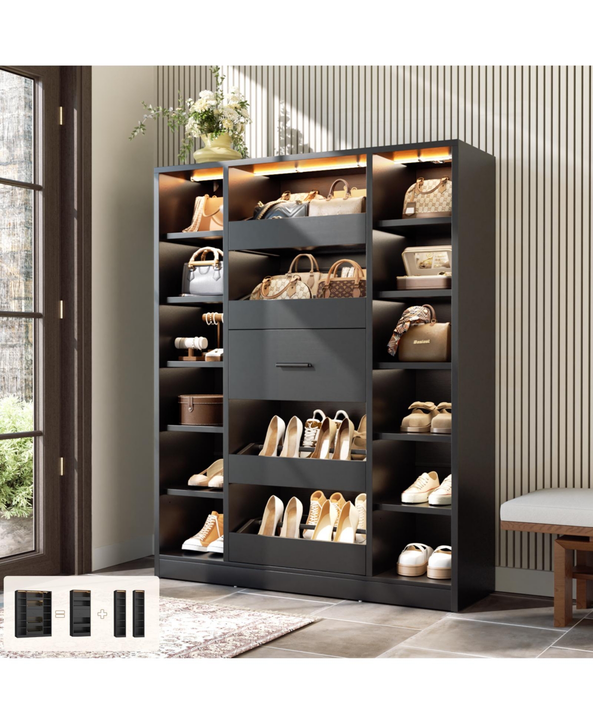 Click here for Aheaplus Wooden Shoes Cabinet with Led Lights  Fre... prices